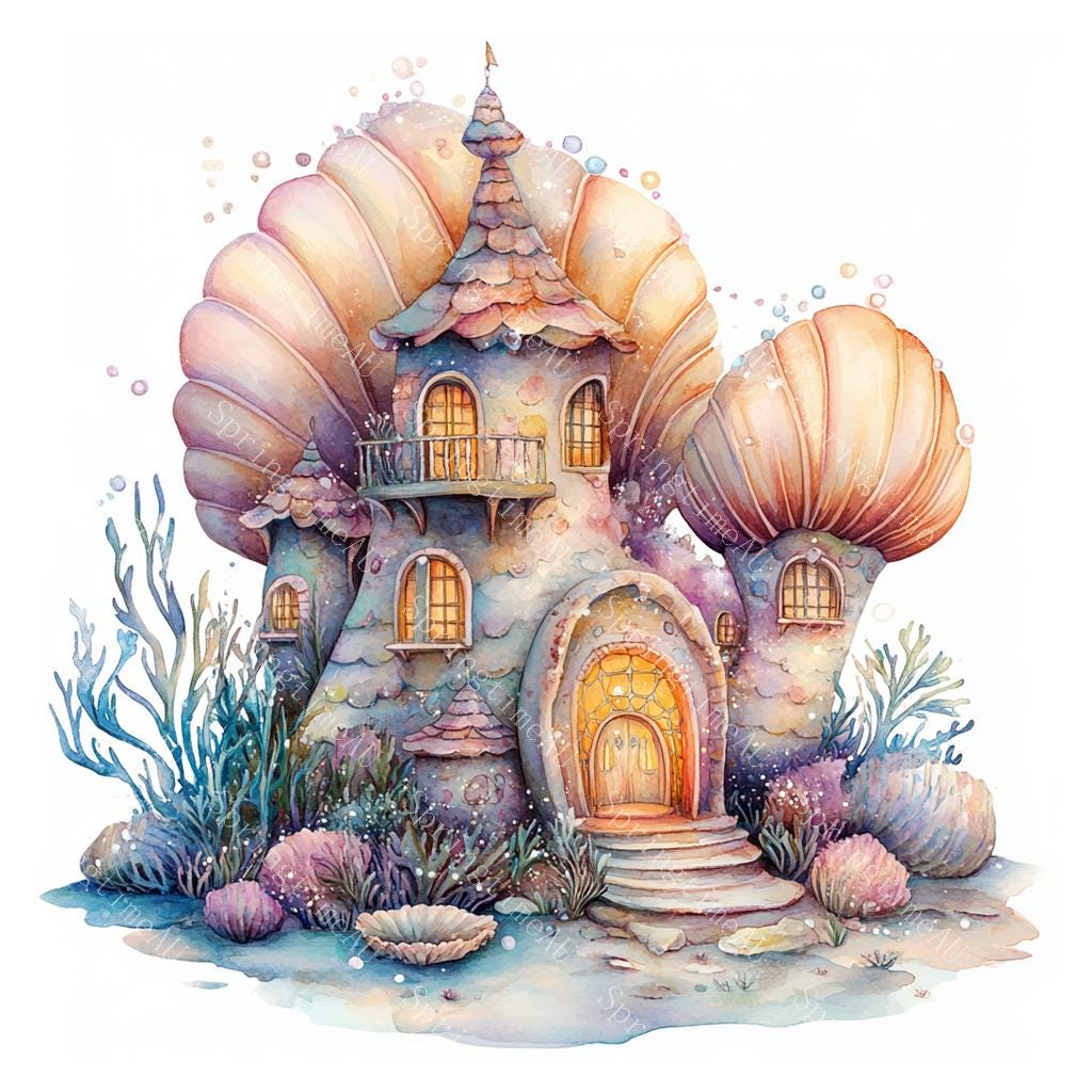16 Mermaid House Clipart, Fairy House Clipart, Fairytale Clipart ...