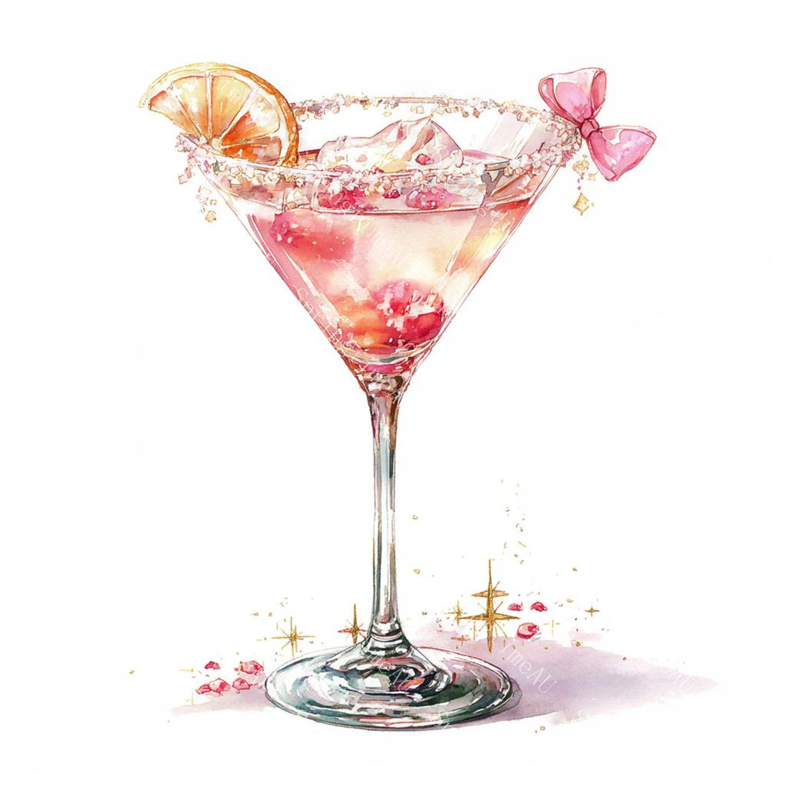 20 Pink Cocktail Clipart, Bridal Shower Drink, Alcohol Clipart ...