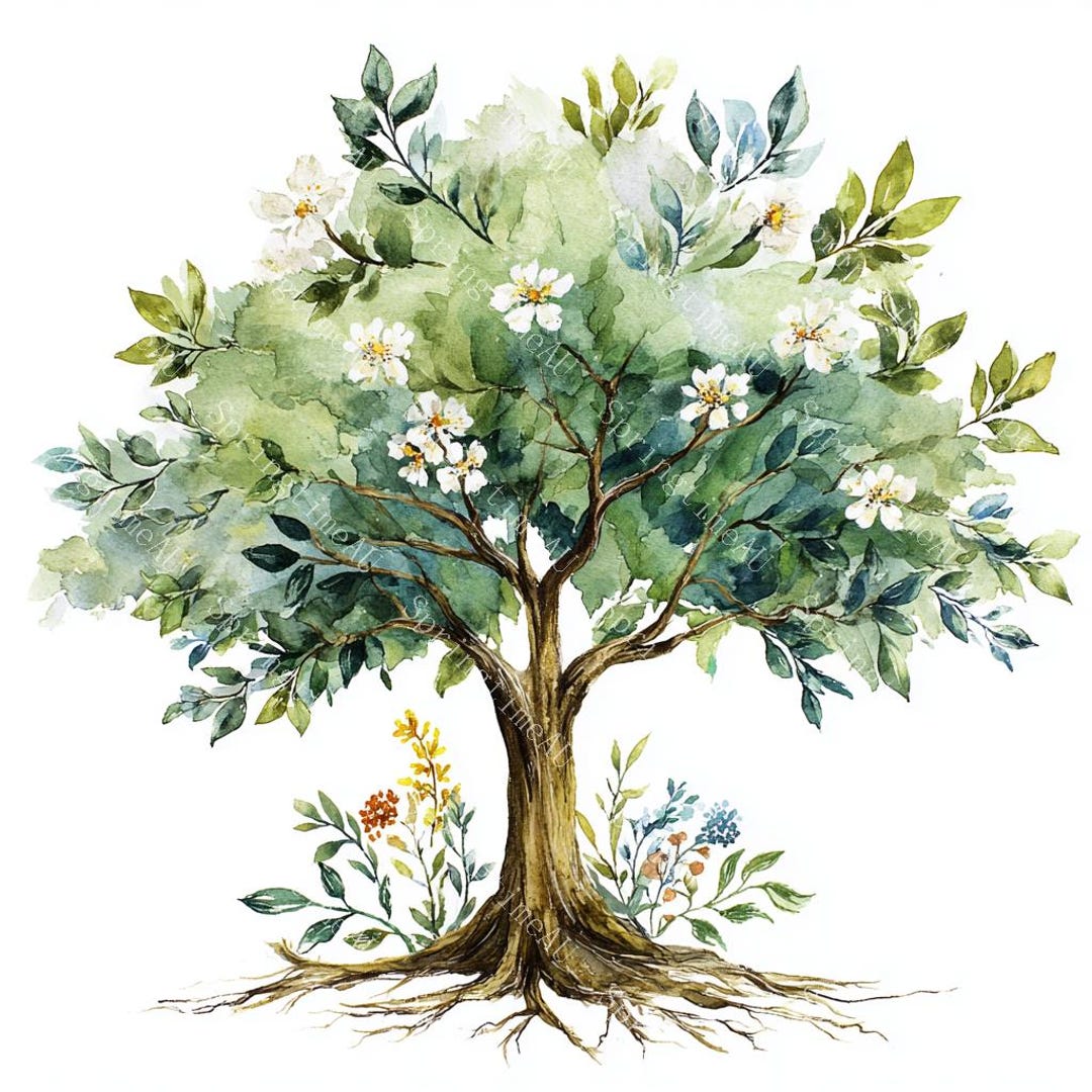 20 Tree of Life With Roots Clipart, Oak Family Tree, Printable ...