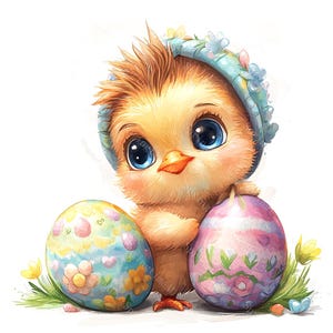 20 Easter Chick Clipart, Baby Chicks Eggs Clipart, Spring Chick ...