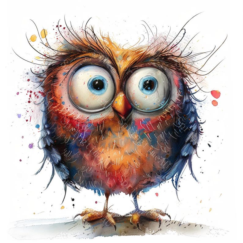 16 Funny Quirky Owl Clipart, Quirky Frazzled Owls, Cute Owl ...