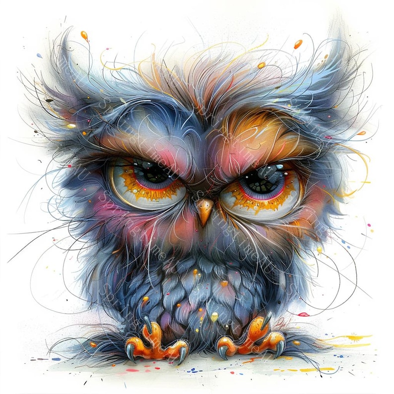 16 Funny Quirky Owl Clipart, Quirky Frazzled Owls, Cute Owl ...