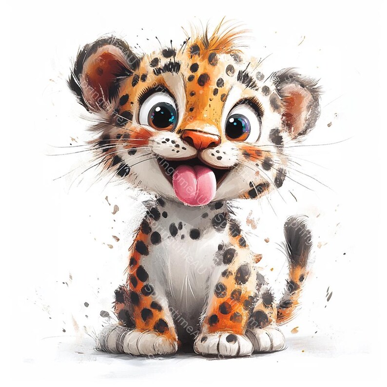 16 Quirky Funny Leopard Clipart, Cute Leopards Clipart, Cartoon ...