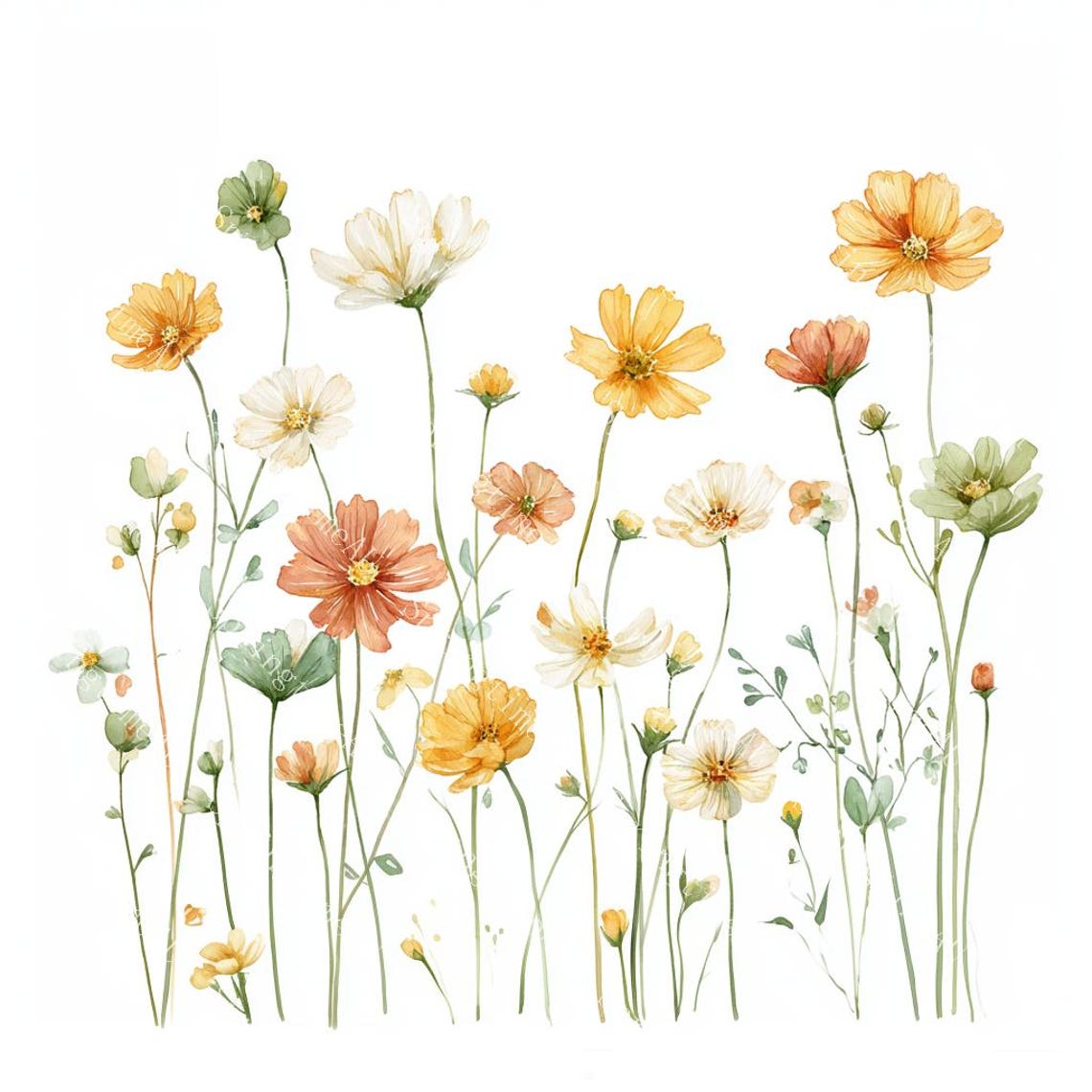 18 Pastel Wildflower Clipart, Wildflower Border Clipart, Printable ...