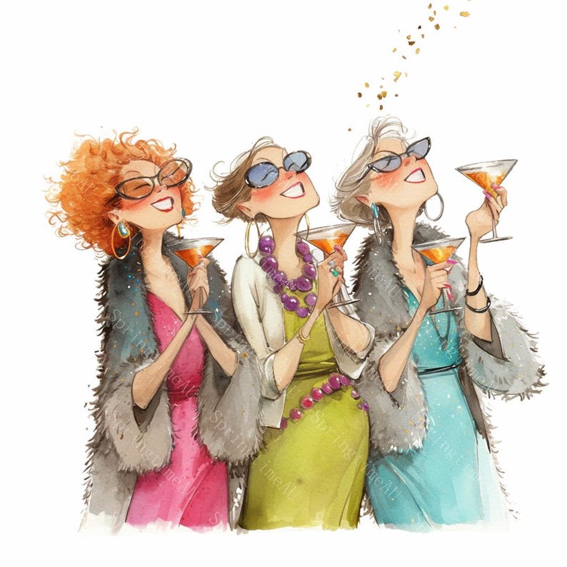 18 Funny Party Ladies Clipart, Party Girls, Best Friends, Printable ...