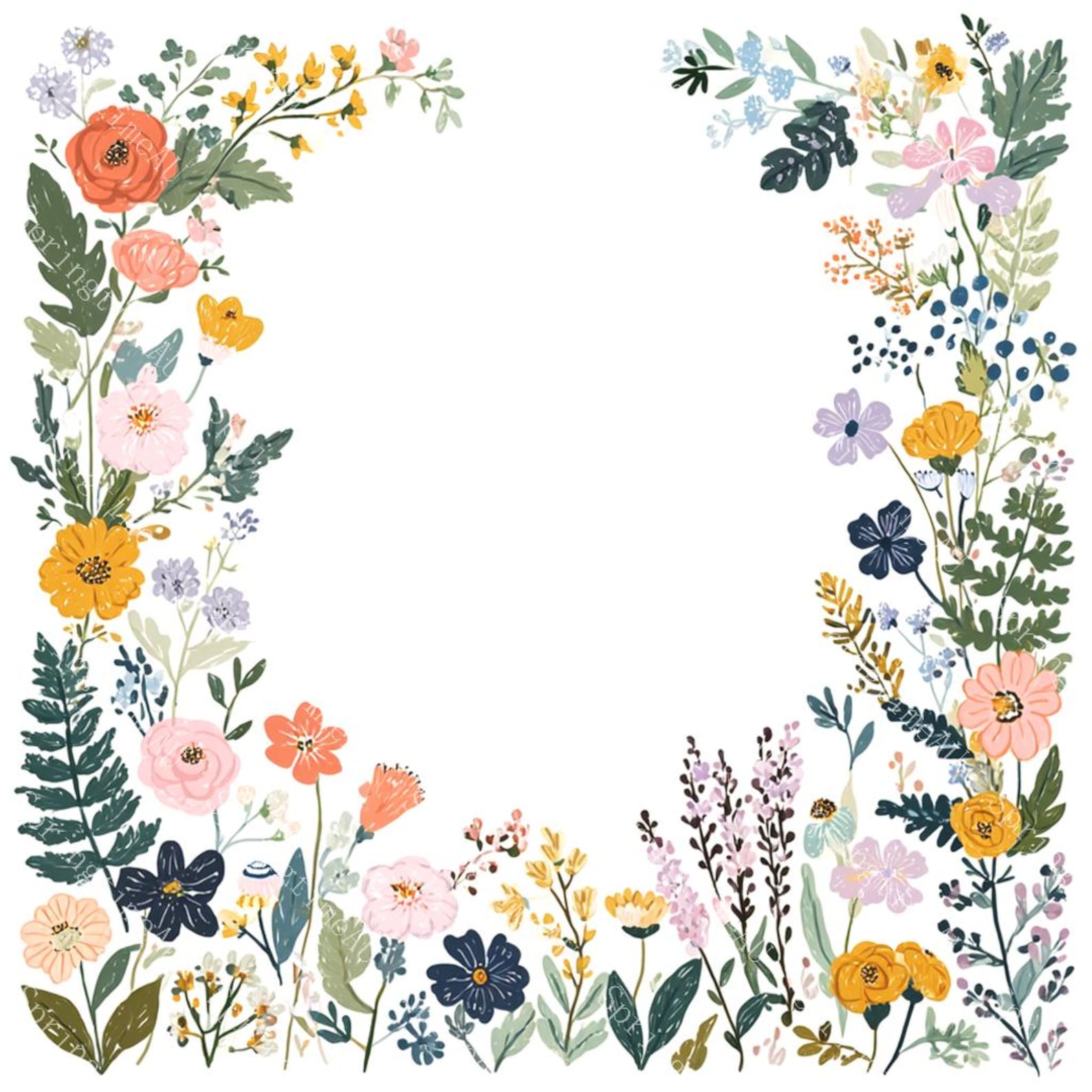 14 Cute Floral Frames Clipart, Floral Frame Borders, Wildflower Frame ...