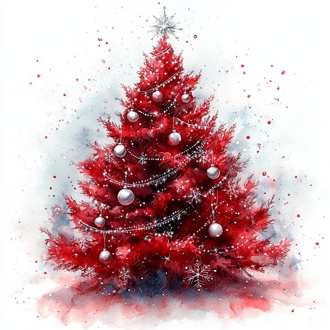 13 Red Christmas Tree Clipart, Christmas Graphics, Festive Fir ...