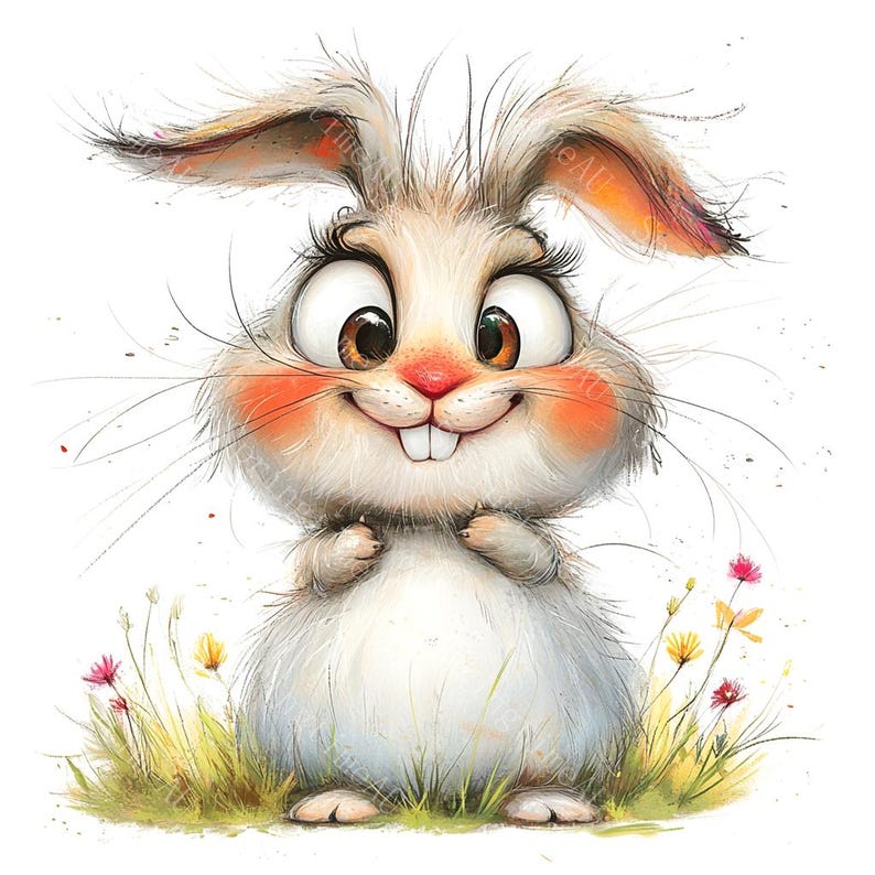 16 Funny Quirky Rabbit Clipart, Cute Bunny, Quirky Frazzled Rabbits ...