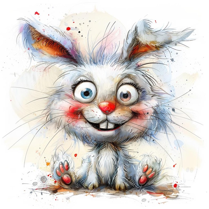 16 Funny Quirky Rabbit Clipart, Cute Bunny, Quirky Frazzled Rabbits ...