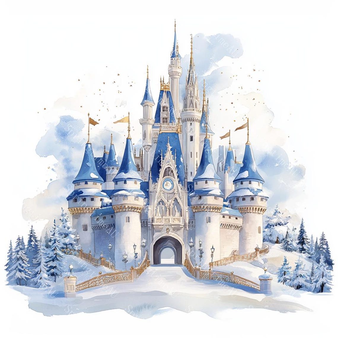 20 Winter Castle Clipart, Magical Fairytale Castle, Winter Palace ...