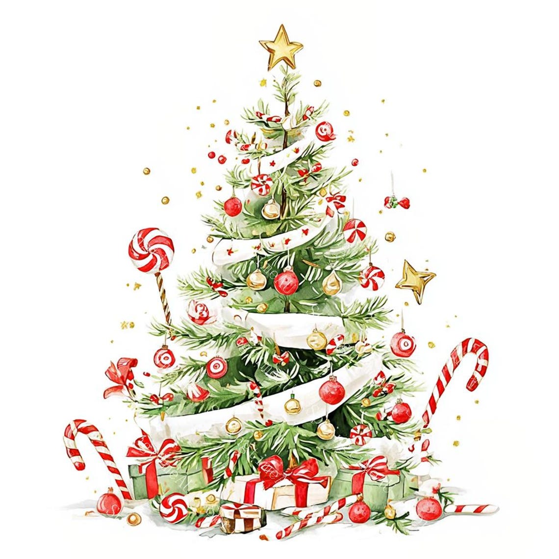 20 Candy Cane Christmas Tree Clipart, Winter Festive Art, Christmas ...