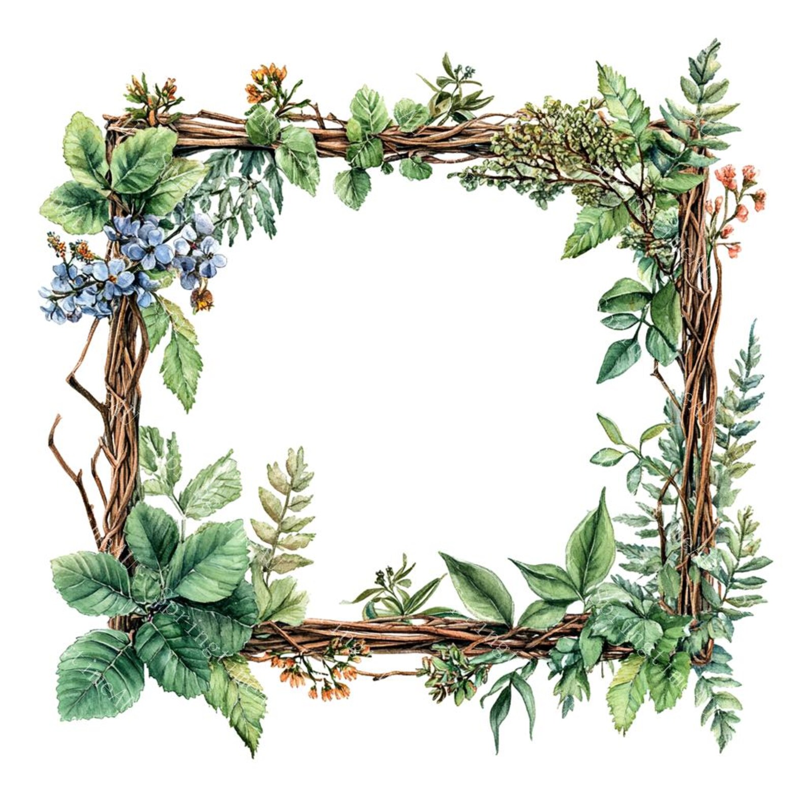 20 Spring Leaves Frames Clipart, Floral Frames Clipart, Greenery ...