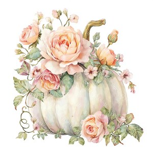20 Elegant Floral Pumpkin Clipart, Thanksgiving, Fall Design Elements ...