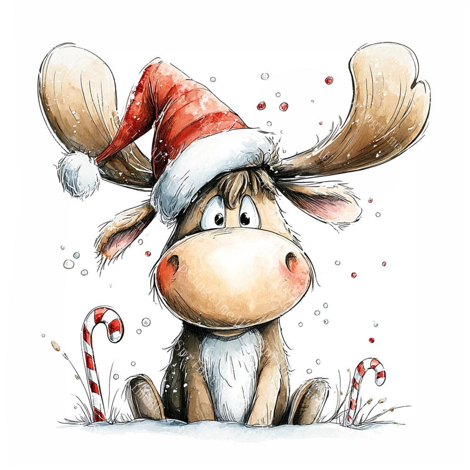 18 Funny Christmas Moose Clipart, Cute Moose, Festive Holiday Animal ...