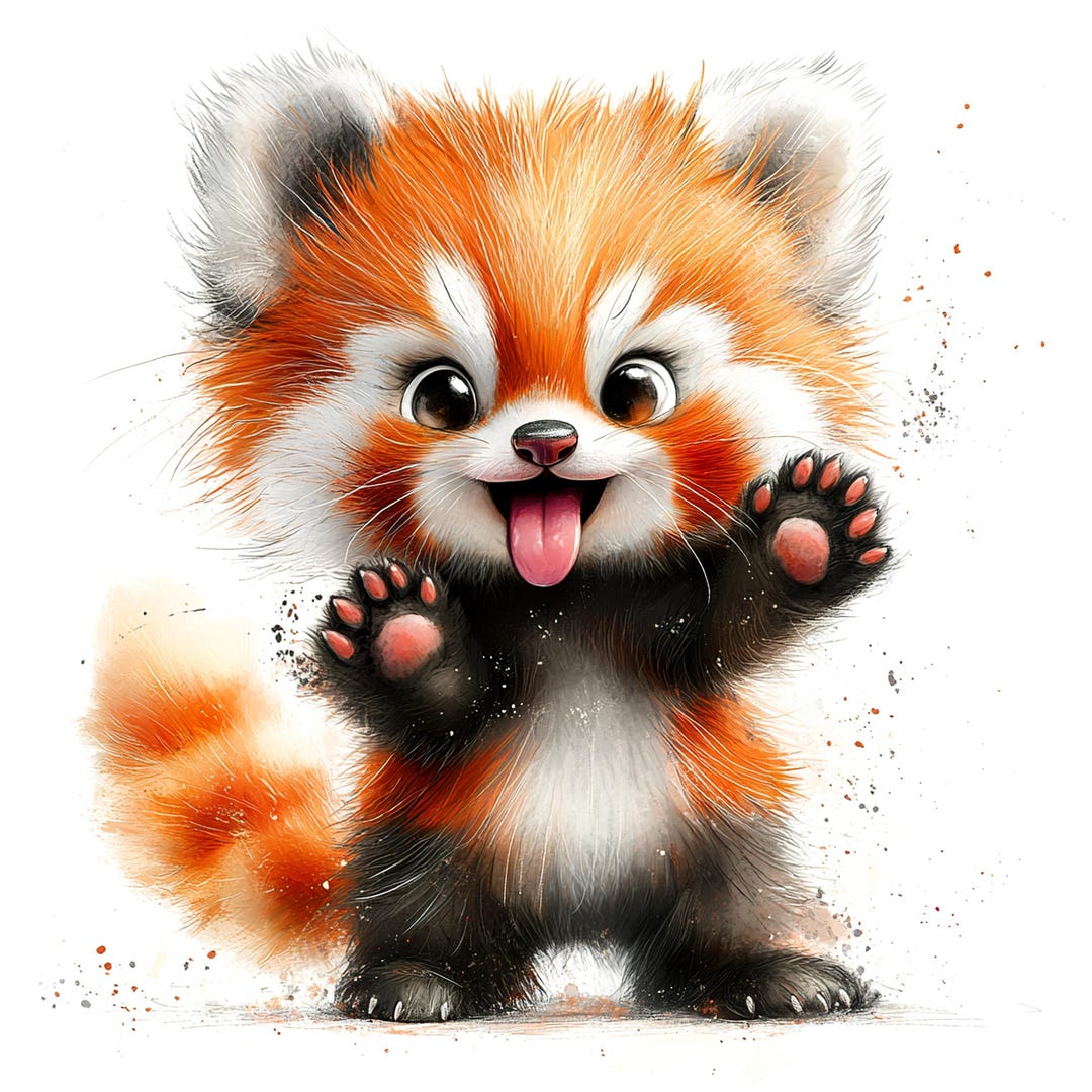 20 Funny Cute Red Panda Clipart, Baby Red Panda Clipart, Printable ...