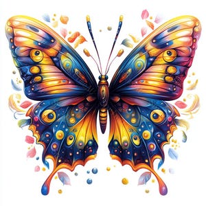 18 Glitter Butterflies Clipart, Floral Butterflies, Colorful ...