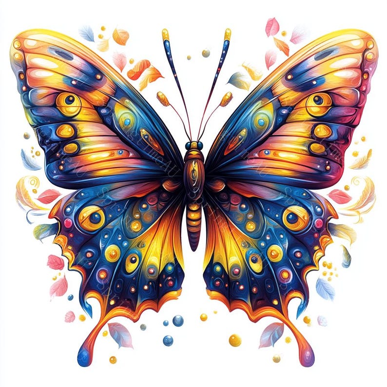 18 Glitter Butterflies Clipart, Floral Butterflies, Colorful ...