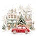 22 Vintage Christmas Red Car Clipart, Red Retro Car Fir Tree, Gold Foil ...