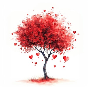 14 Valentine's Day Red Tree Clipart, Valentine Clipart, Tree of Heart ...