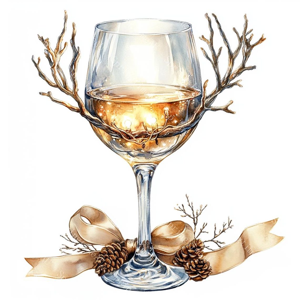18 Christmas Wine Clipart, Holiday Wine Glass, Festive Drink,christmas ...