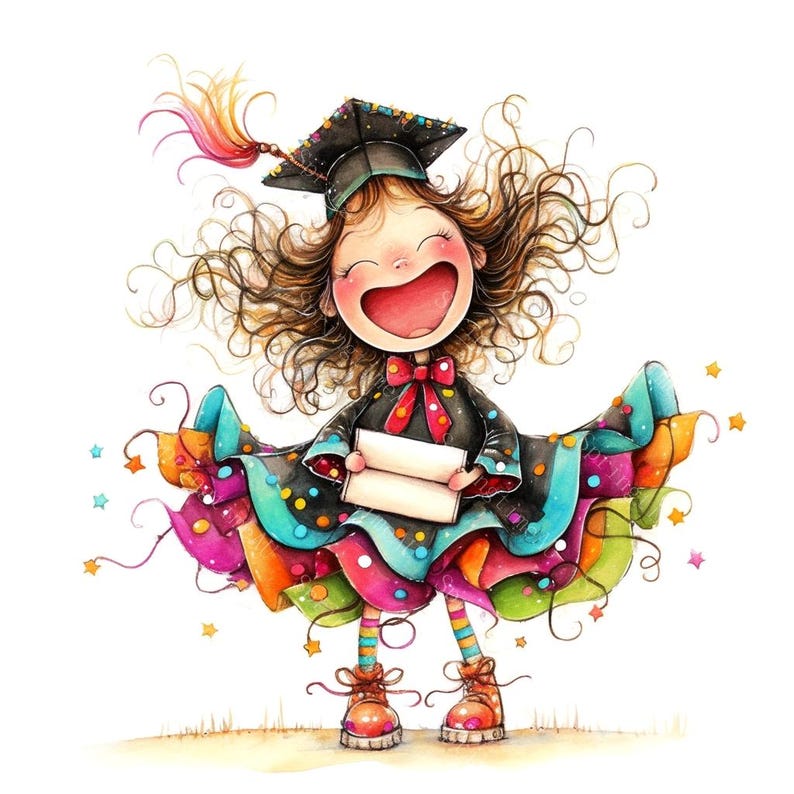 16 Quirky Girl Graduation Clipart, Student Grad Designs, Printable ...
