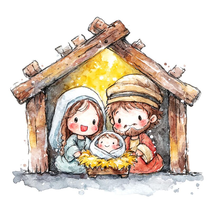 14 Cute Nativity Scene Clipart, Christmas Jesus Birth, Baby Jesus ...