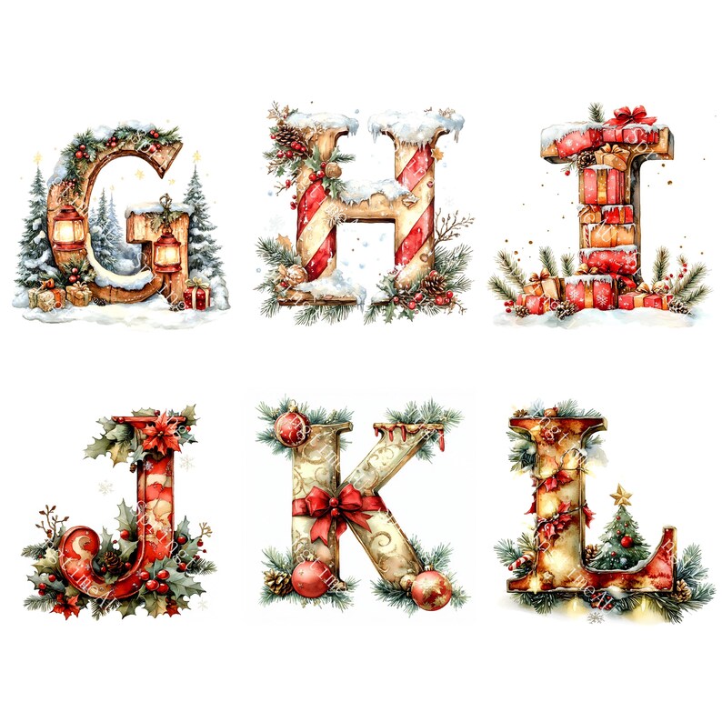 36 Christmas Alphabet Clipart, Festive Number Set, Santa Letter Frame ...