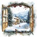 15 Winter Window Landscape View Clipart, Snowy Scene, Christmas Window ...