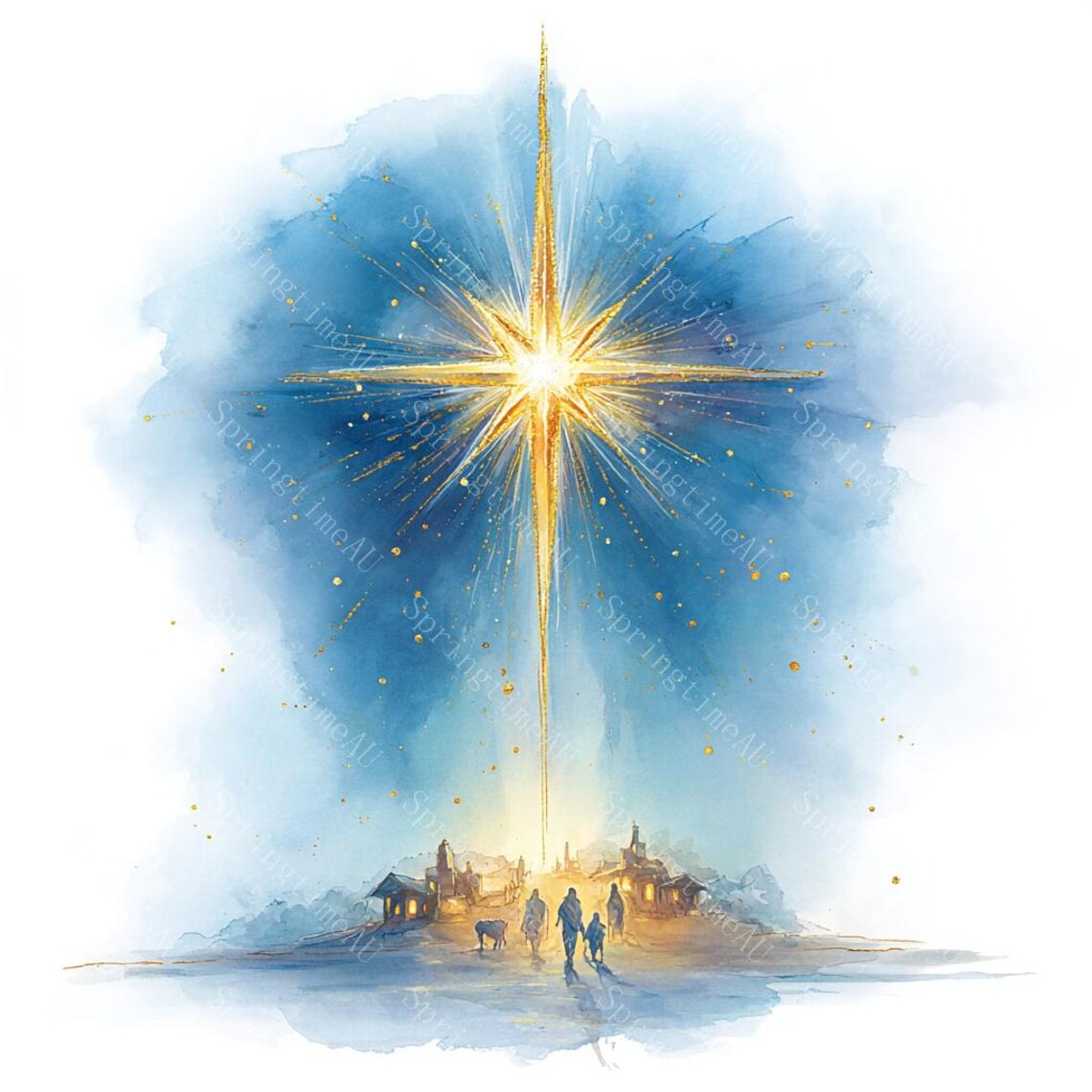 16 Bethlehem Night Star Clipart, Celestial Christmas, Nativity Scene ...