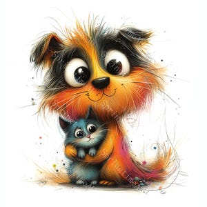14 Quirky Dog and Cat Clipart, Pals, Companionship, Friendship ...