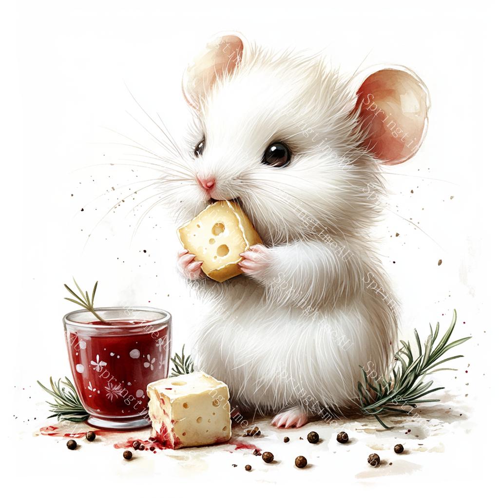 16 Christmas Mouse Clipart, Cute Santa Mouse, Christmas Card, Printable ...