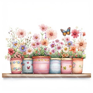 20 Colorful Whimsical Flower Clipart, Row of Flowers Clipart, Flower ...