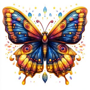 18 Glitter Butterflies Clipart, Floral Butterflies, Colorful ...