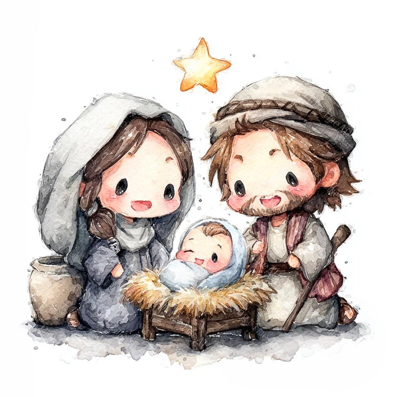 14 Cute Nativity Scene Clipart, Christmas Jesus Birth, Baby Jesus ...