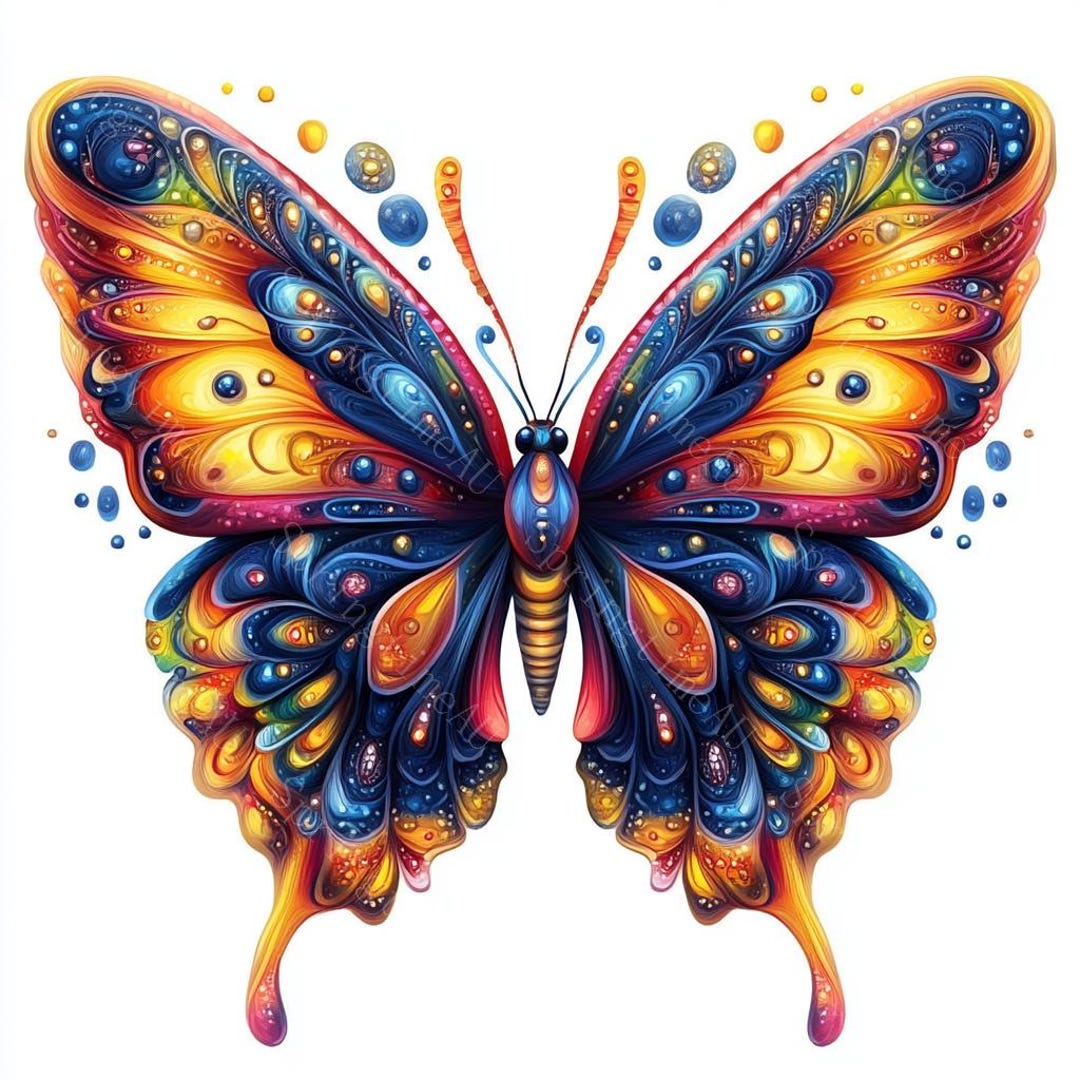 18 Glitter Butterflies Clipart, Floral Butterflies, Colorful ...