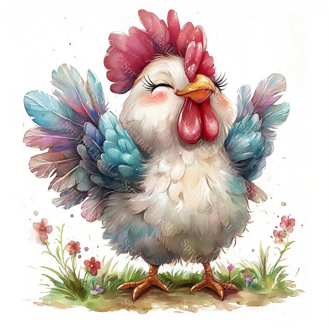 16 Cute Chicken Clipart, Cute Farm Rooster, Baby Chicken, Country ...