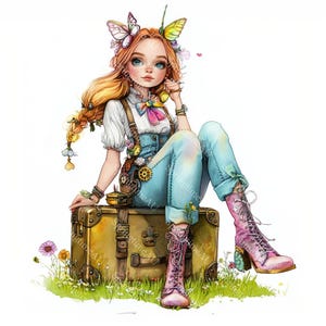 18 Quirky Spring Girl Clipart, Cute Girl, Funny Girl, Printable ...
