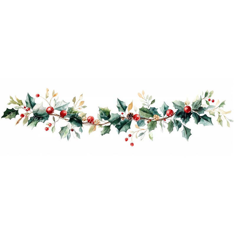 26 Christmas Garland Borders Clipart, Winter Christmas Festive Borders ...