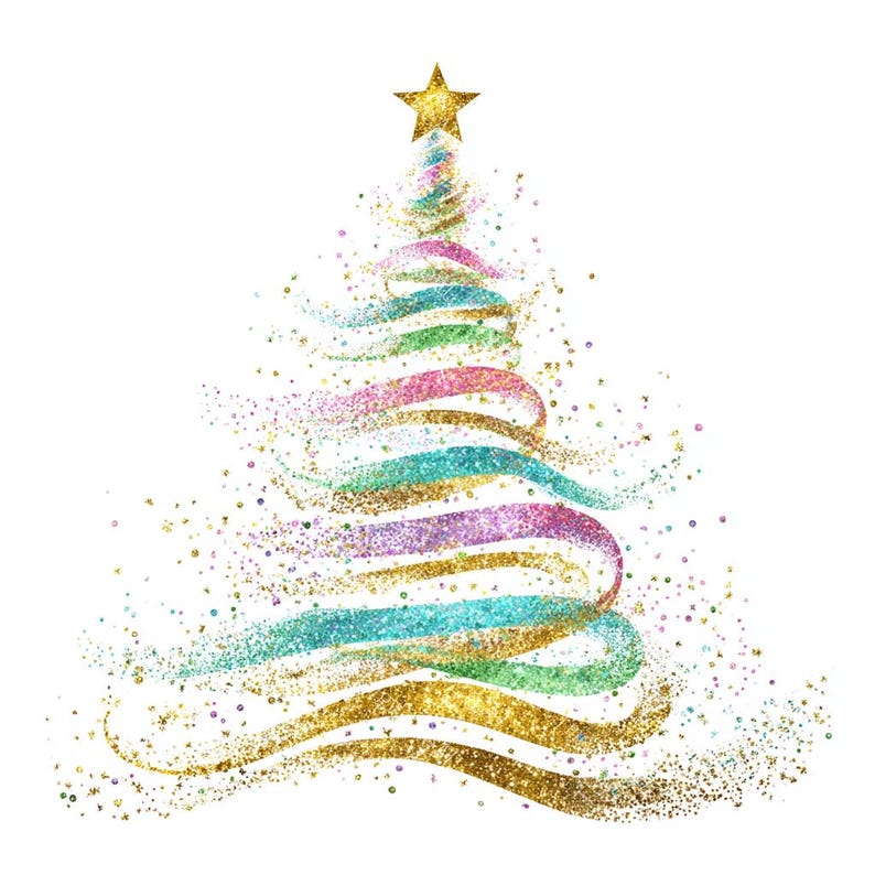 20 Sparkling Christmas Tree Clipart, Christmas Card, Holiday Art ...