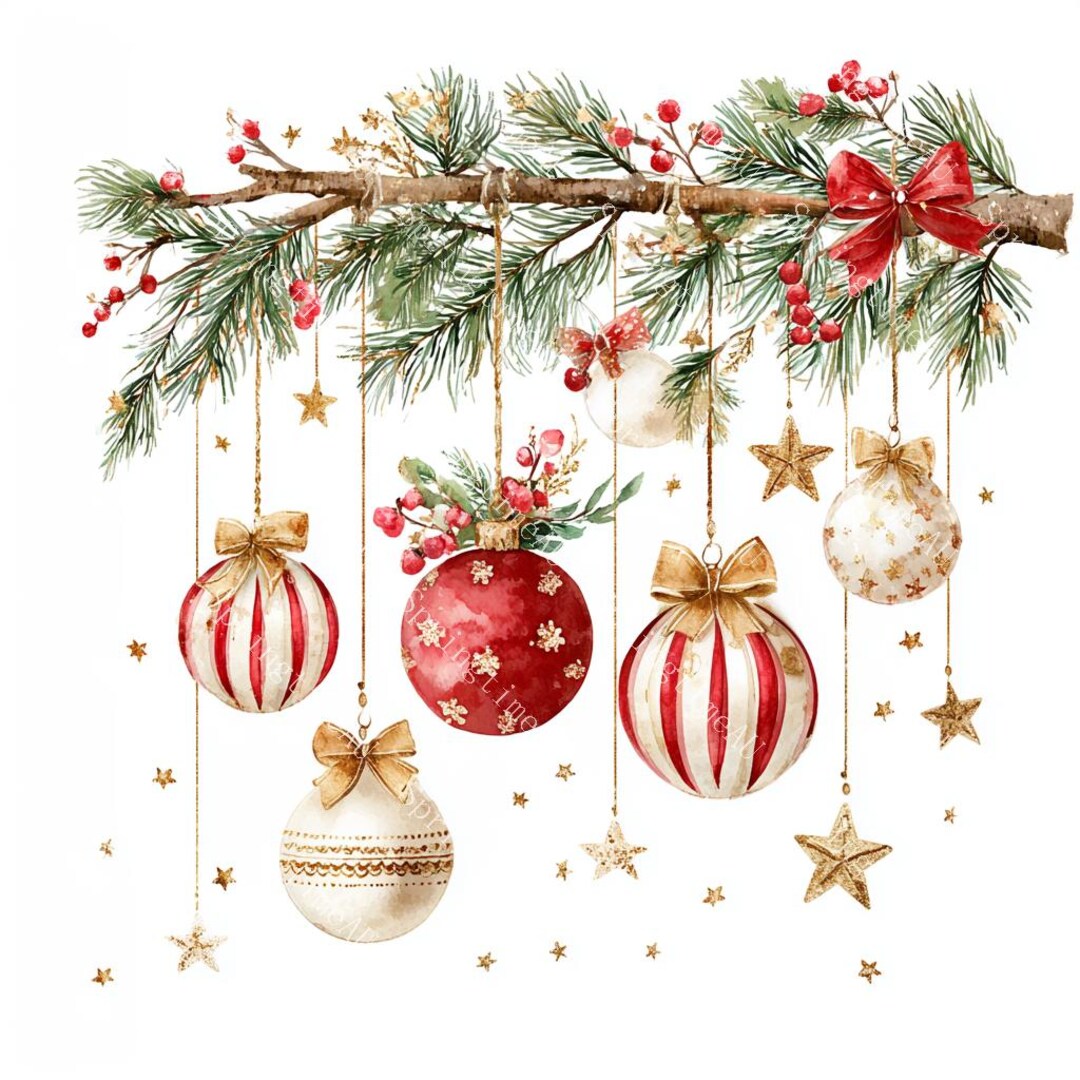 20 Christmas Decor Clipart, Christmas Hanging, Christmas Leaves Decor ...