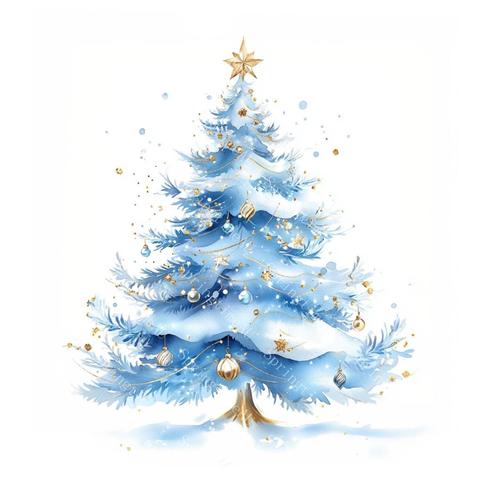 18 Blue Christmas Tree Clipart, Christmas Card Making, Christmas ...