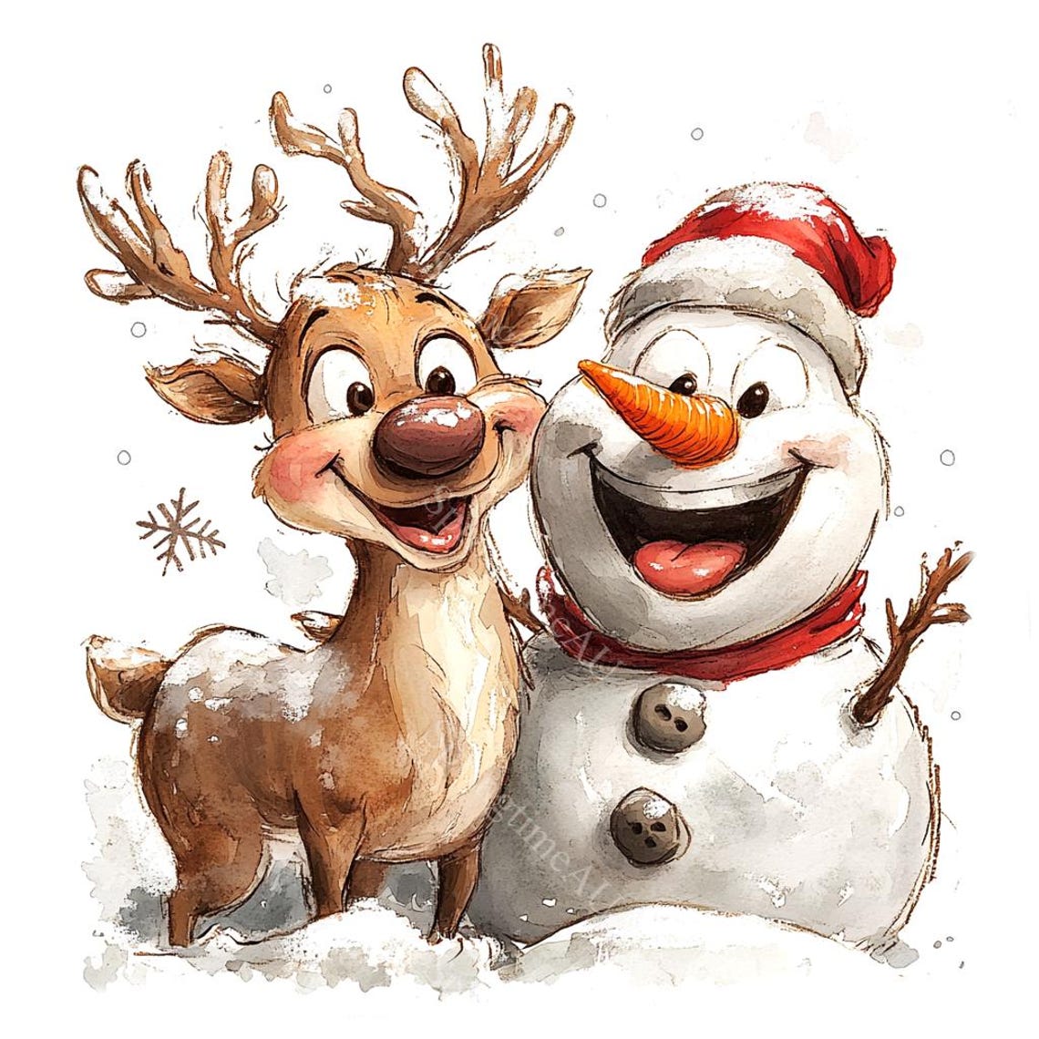 20 Quirky Snowman & Reindeer Christmas Clipart, Planners Holiday Cards ...