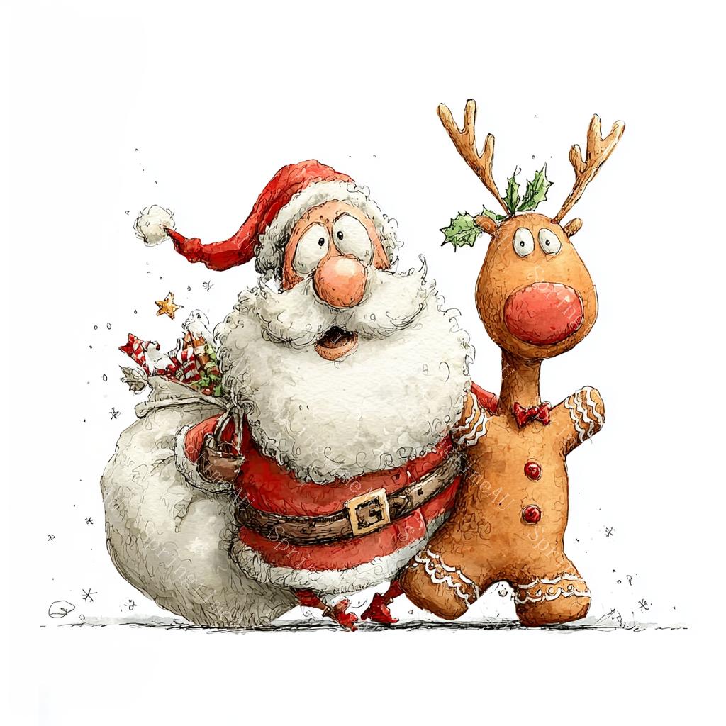 20 Funny Santa Clipart, Quirky Santa, Christmas Cards, Printable ...