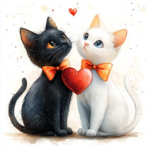 18 Kitten Love Clipart, Romantic Cats Clipart, Love Cats, Printable ...