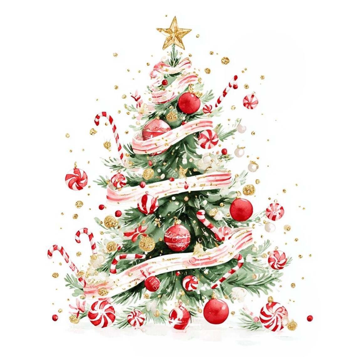 20 Candy Cane Christmas Tree Clipart, Winter Festive Art, Christmas ...