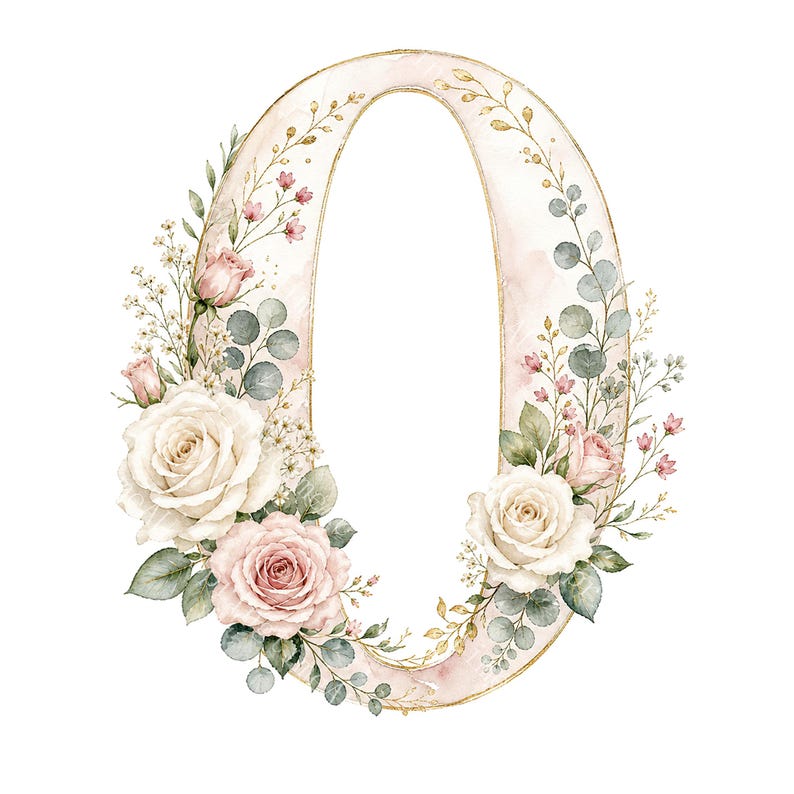 10 Soft Watercolor Floral Numbers Clipart, Wedding Anniversary Number ...