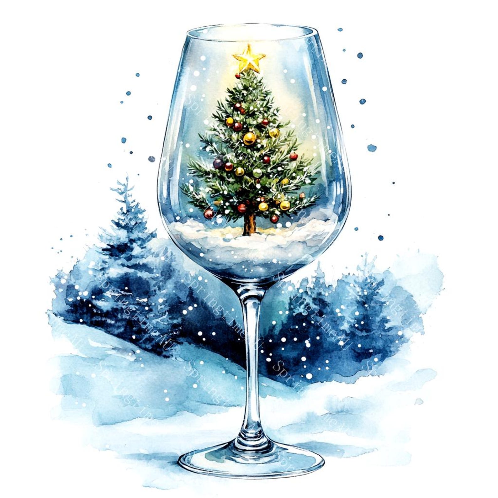 18 Christmas Wine Clipart, Holiday Wine Glass, Festive Drink,christmas ...