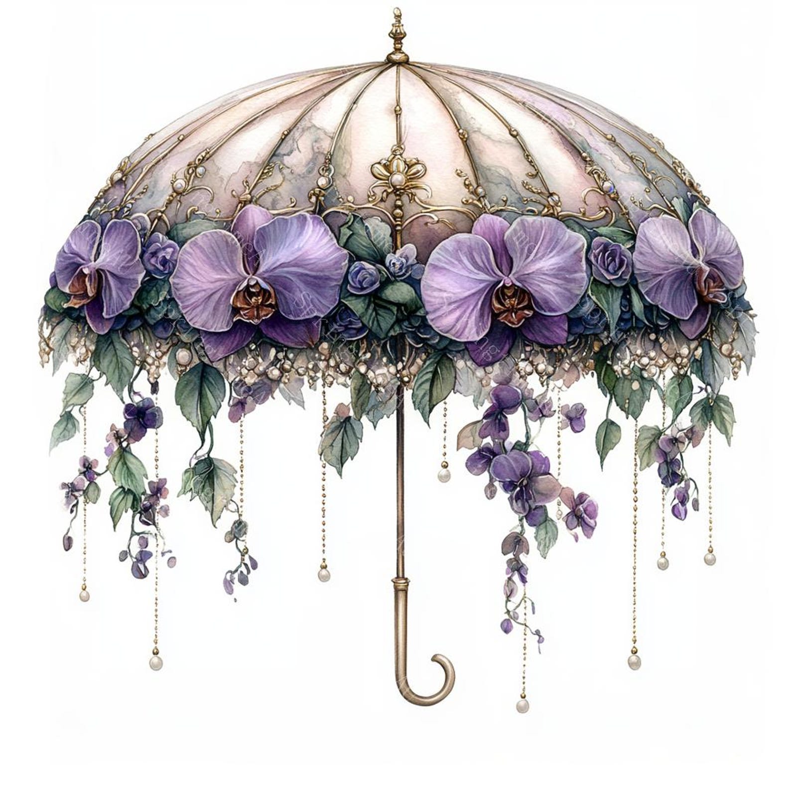 20 Floral Umbrella Clipart, Lace Parasol, Victorian Umbrella With ...
