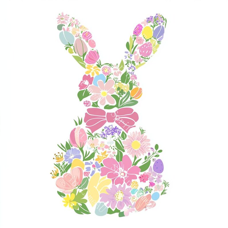 18 Cute Rabbit Easter Clipart, Bunny Easter, Floral Rabbits, Easter ...