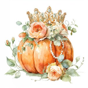 20 Elegant Floral Pumpkin Clipart, Thanksgiving, Fall Design Elements ...